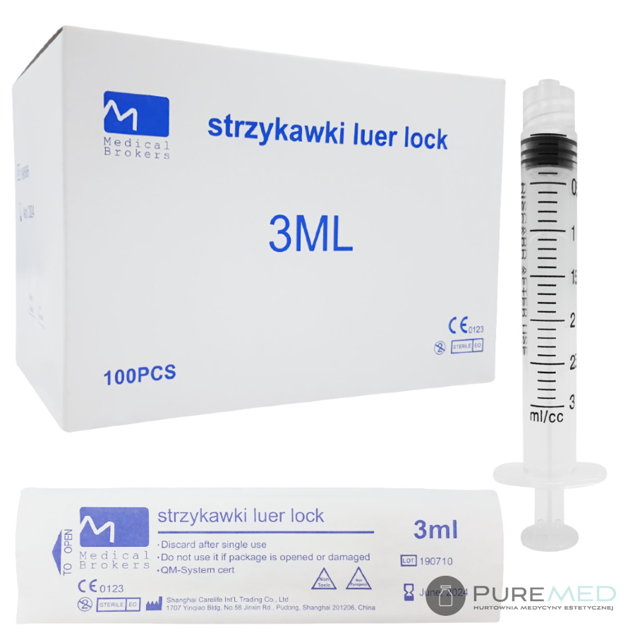 Strzykawki typu luer lock 3ml Medical Brokers 10 szt.